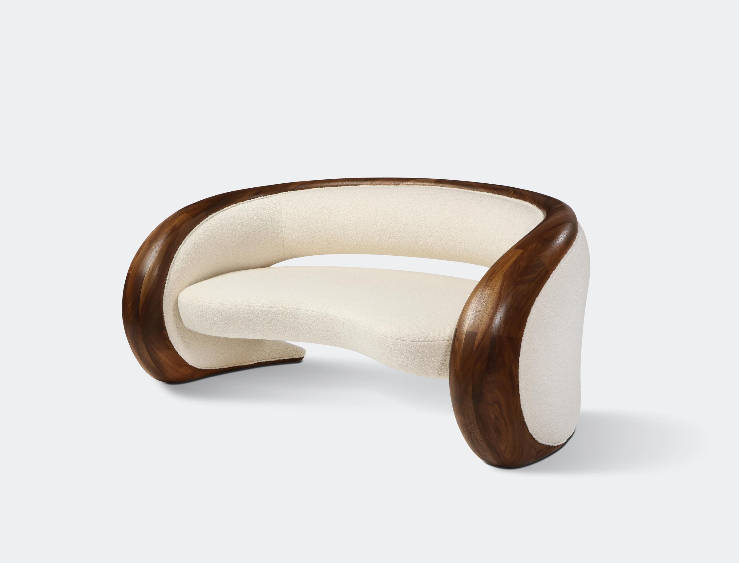 Sculpted Wood Loveseat Open Back | HOLLY HUNT